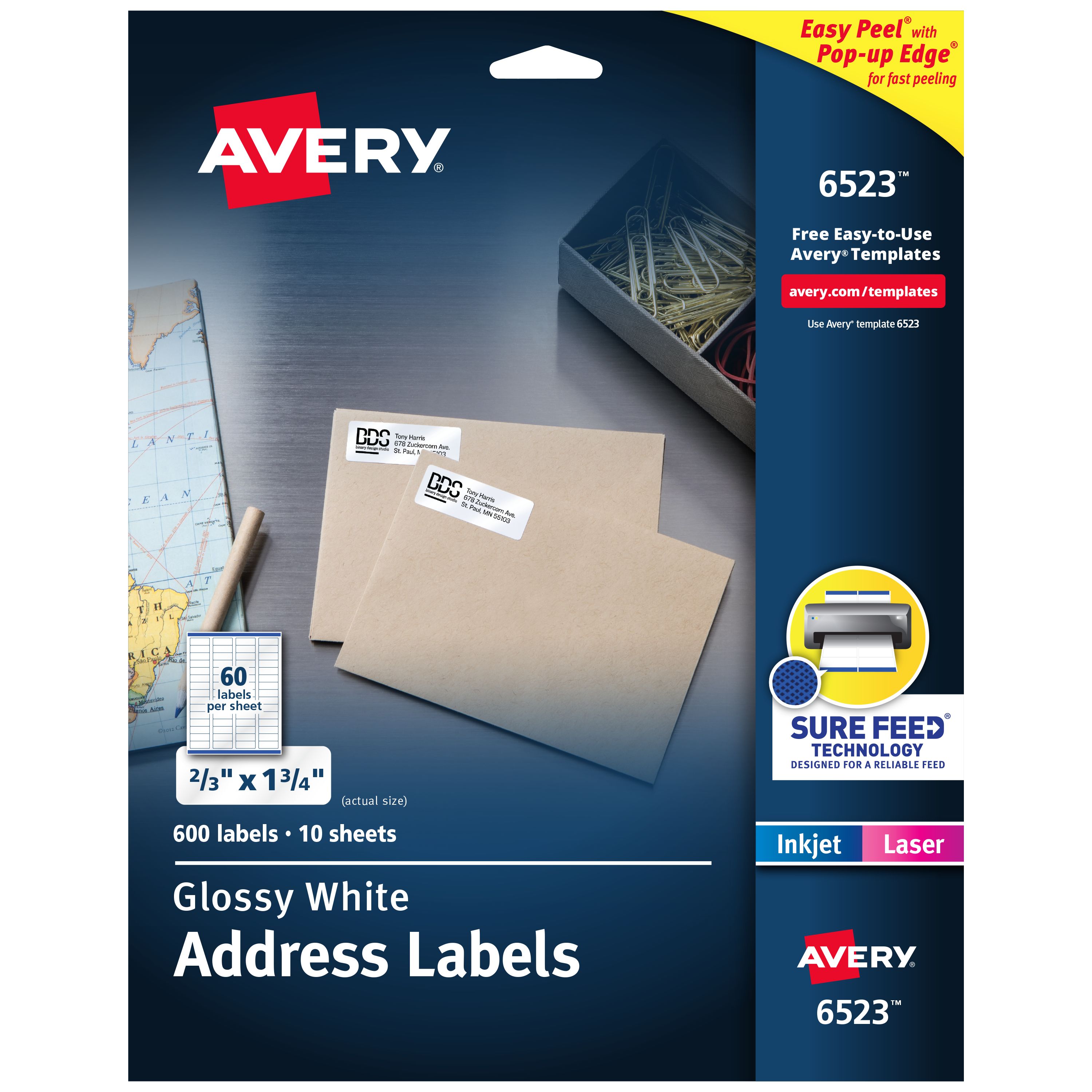 Return Address Labels, Glossy White, 2/3" x 1-3/4" 6523 | Avery